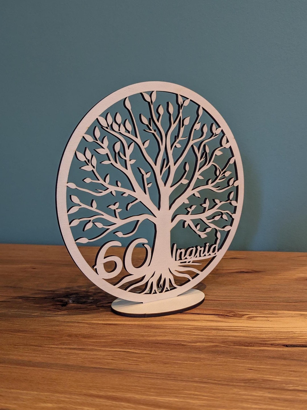 Wooden Tree of Life for Birthday Engraved Wooden Gift With Number and ...