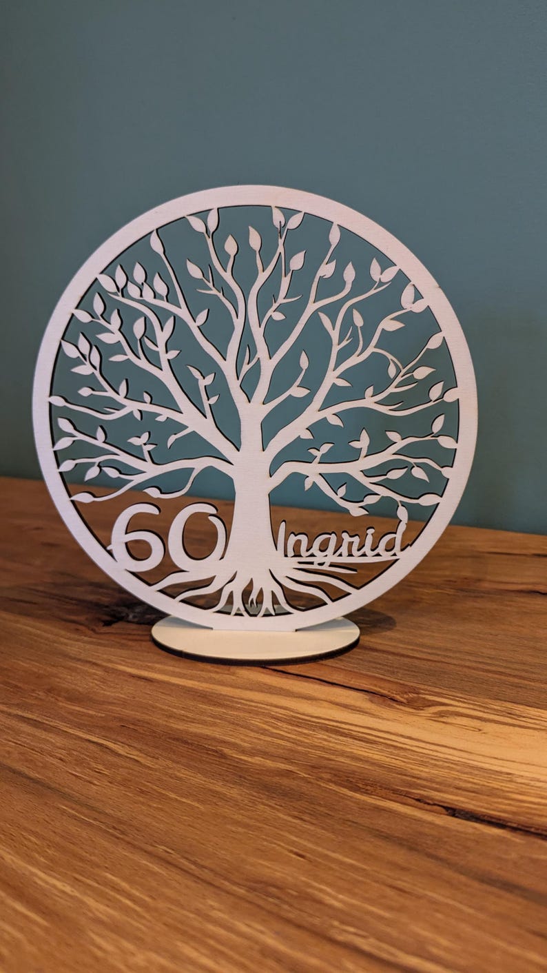 Wooden Tree of Life for Birthday Engraved Wooden Gift With Number and ...