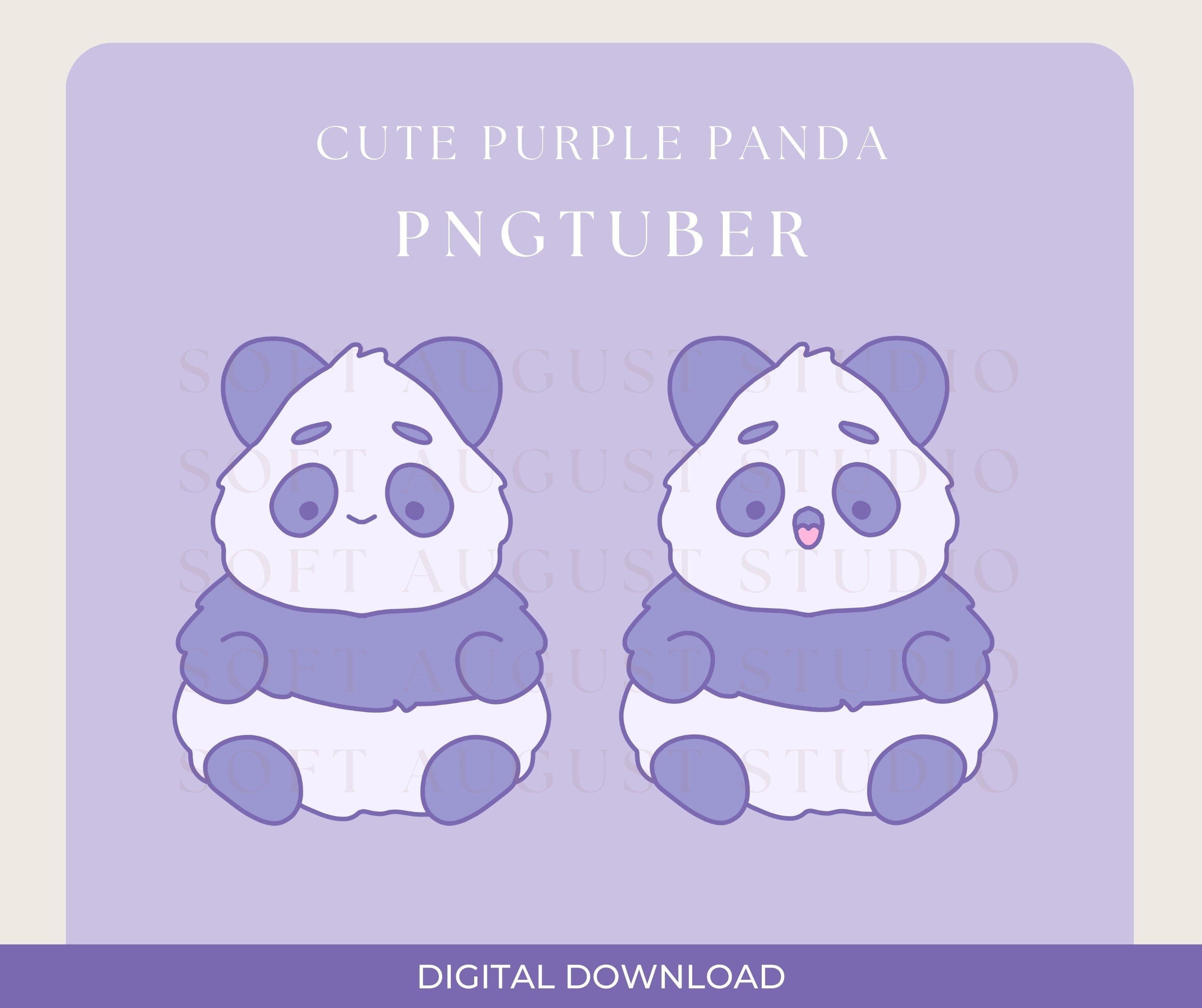 Cute Purple Panda Pngtuber Chibi Cute Kawaii Twitch Youtube Streamer ...