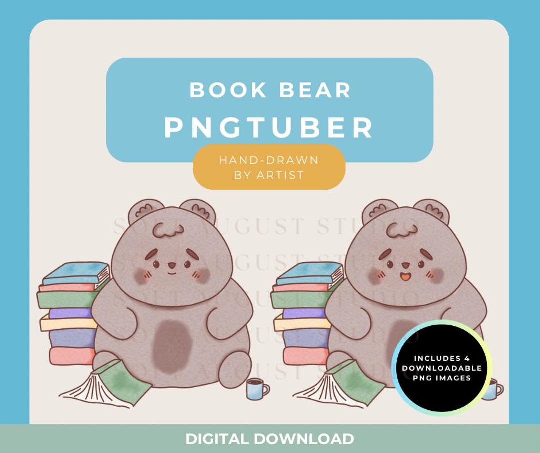 Cottage Core Book Bear Pngtuber | Chibi | Cute | Kawaii | Twitch ...