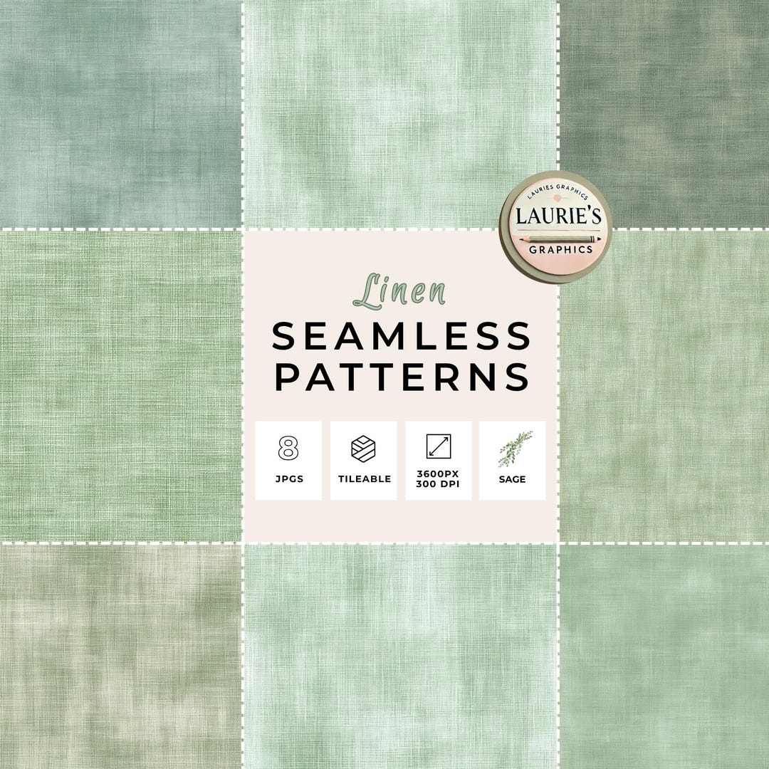 Sage Linen Seamless Patterns: Green Cross-hatch Paper Textures, Rustic ...