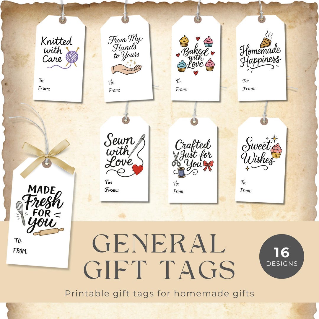 Printable Gift Tags for Homemade Items: Baked, Knitted, Sewn and Other ...