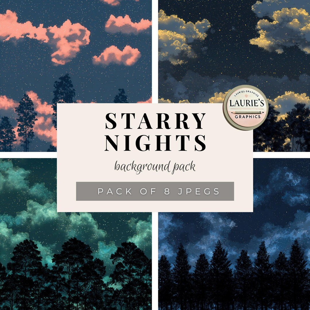 Starry Night Sky Background Pattern Pack: Digital Papers of Dreamy ...