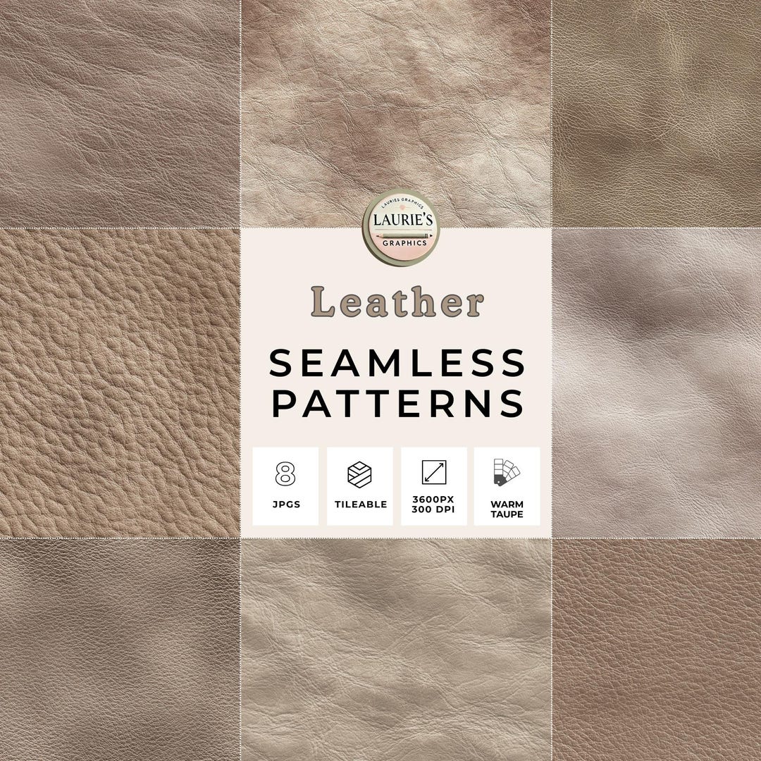 Warm Taupe Leather Seamless Patterns: Soft Neutral Faux Scrapbook ...