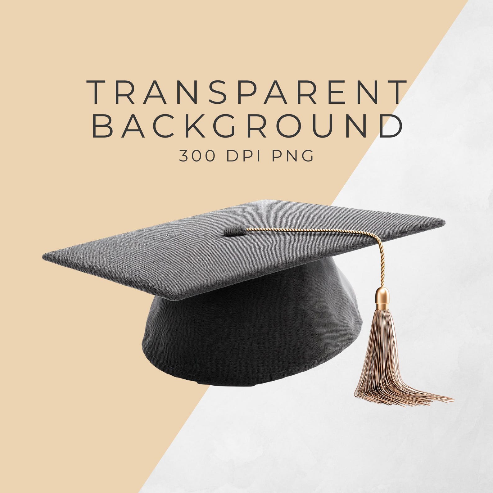 Black Graduation Cap With Gold Tassel Clipart PNG, Single Transparent ...