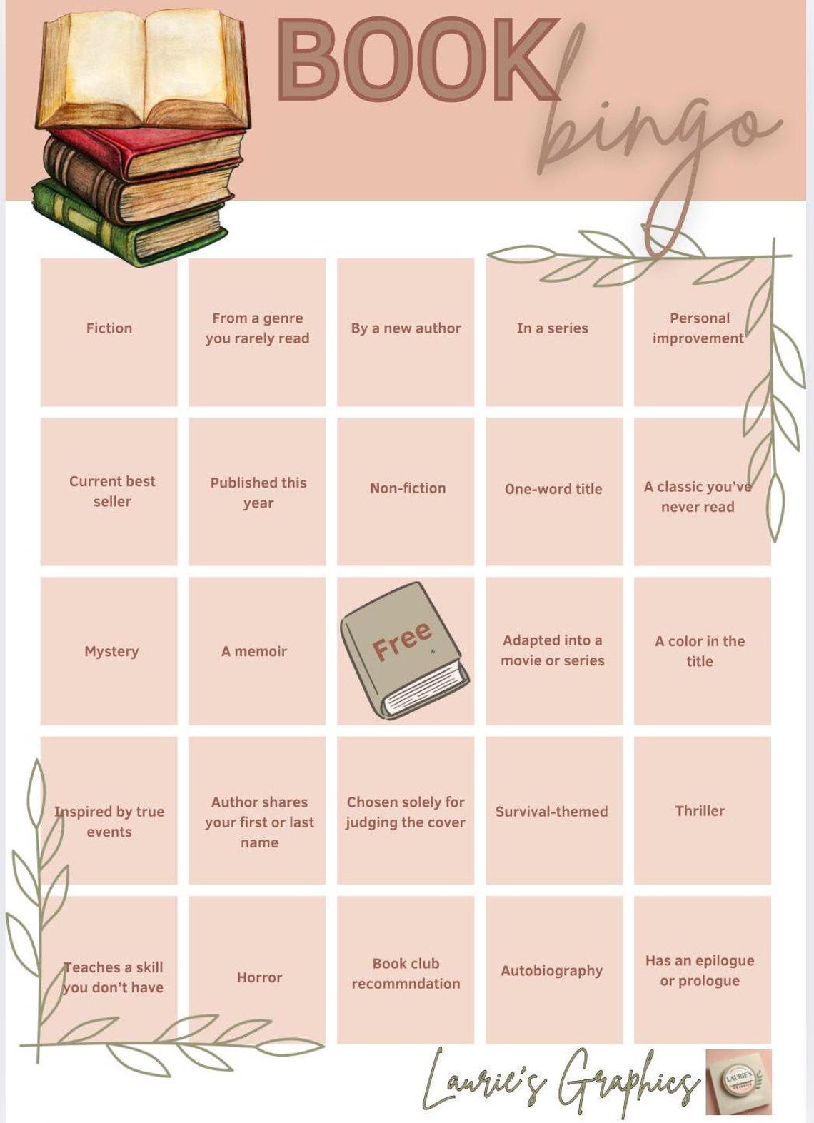 Book Bingo Reading Challenge Instant Digital Download, Personal Reading ...