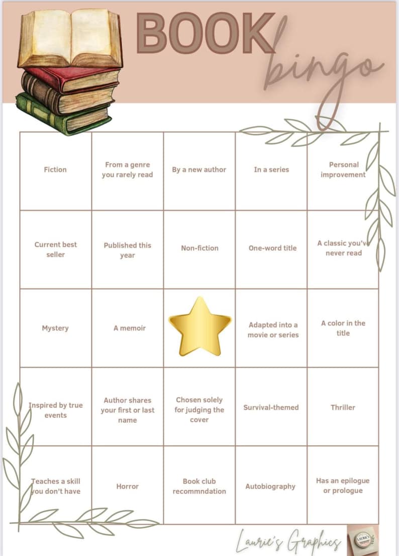 Book Bingo / Reading Bingo Printable, Customizable Template - Etsy