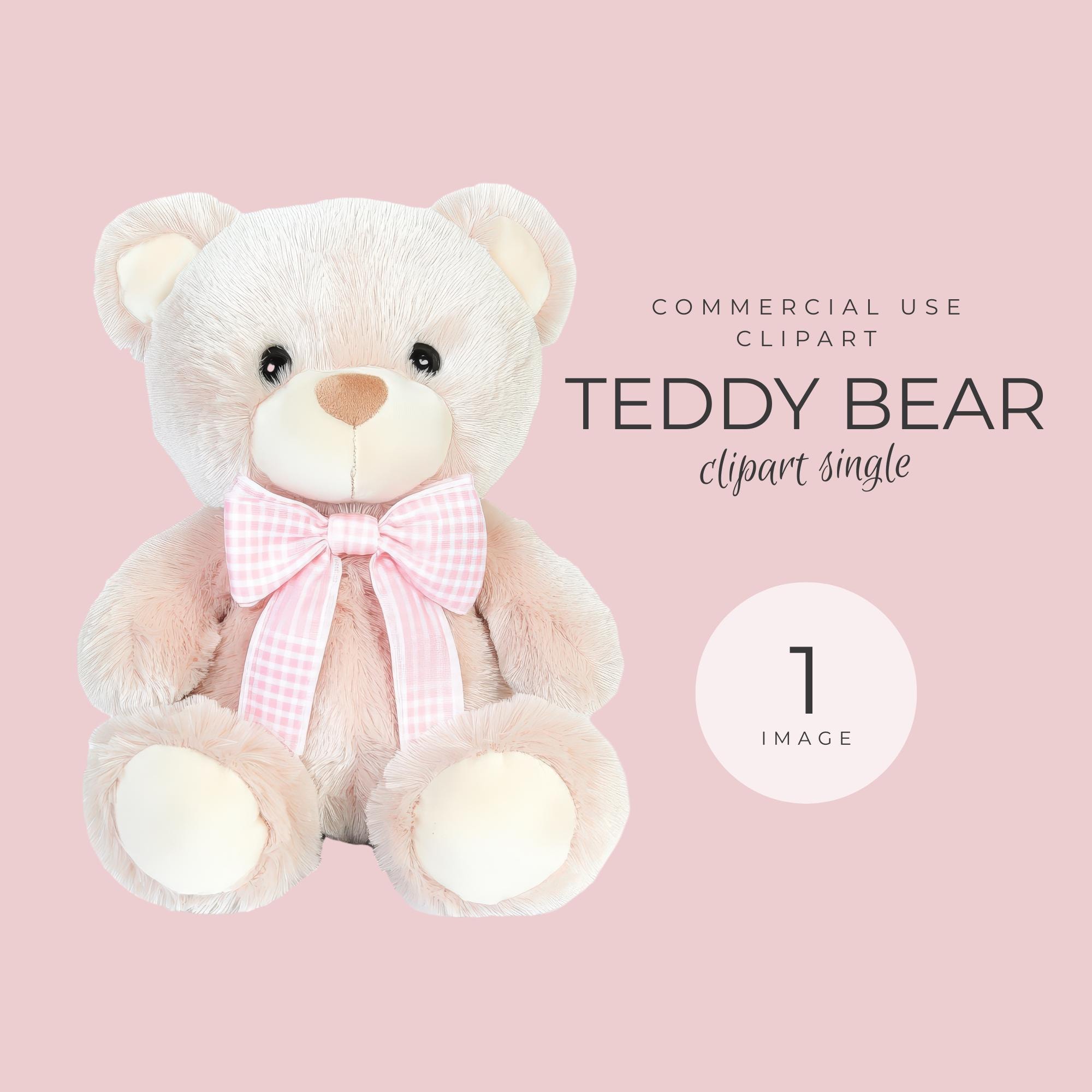 Teddy Bear Clipart, Pink Gingham Coquette Bow, Plush Toy PNG for Baby Shower Invitations ...