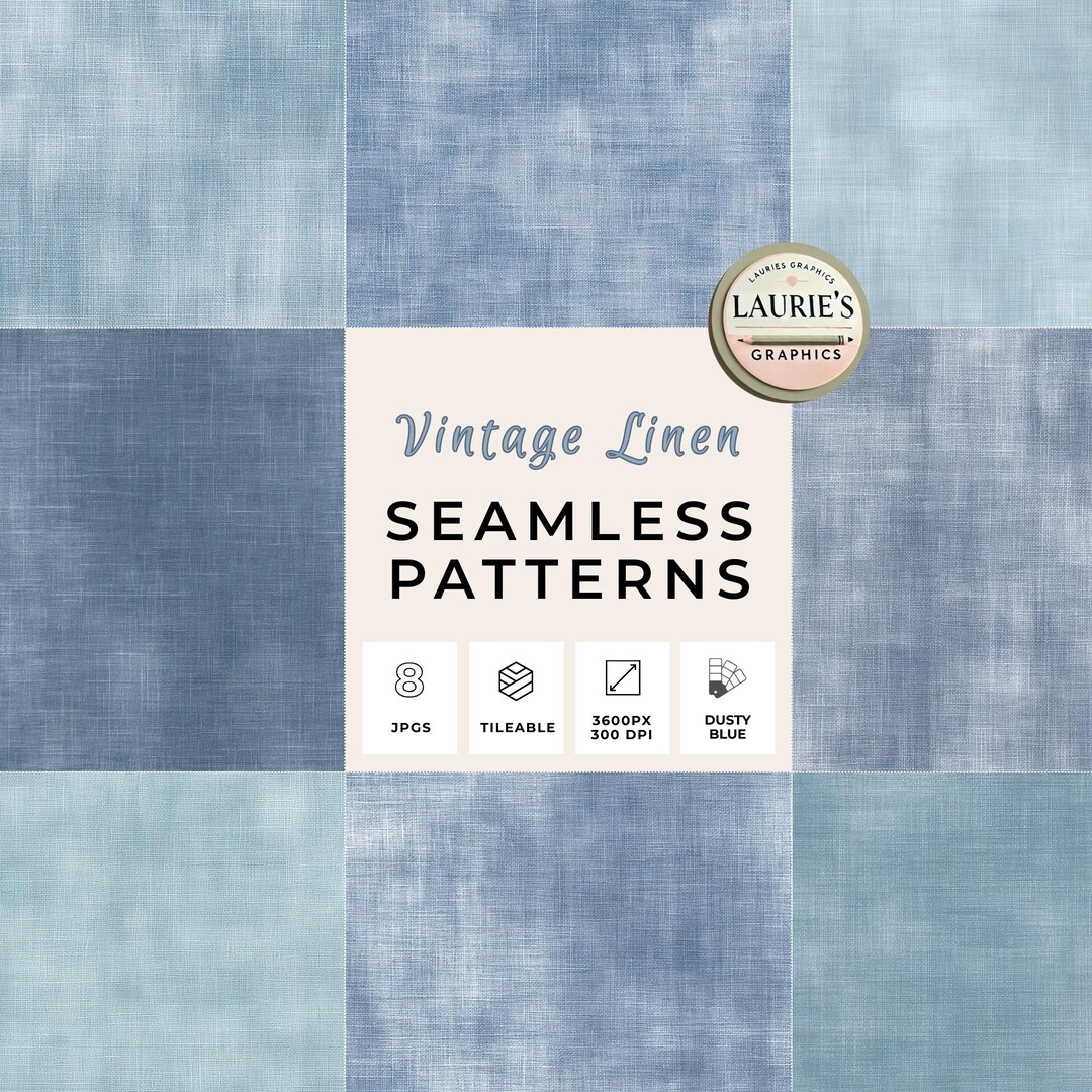 Dusty Blue Linen Seamless Patterns: Neutral Texture Backgrounds, Rustic ...