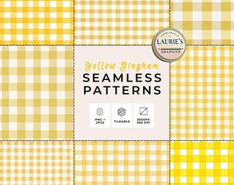 Blue Gingham Seamless Pattern Pack, Checkered Digital Paper for Baby ...