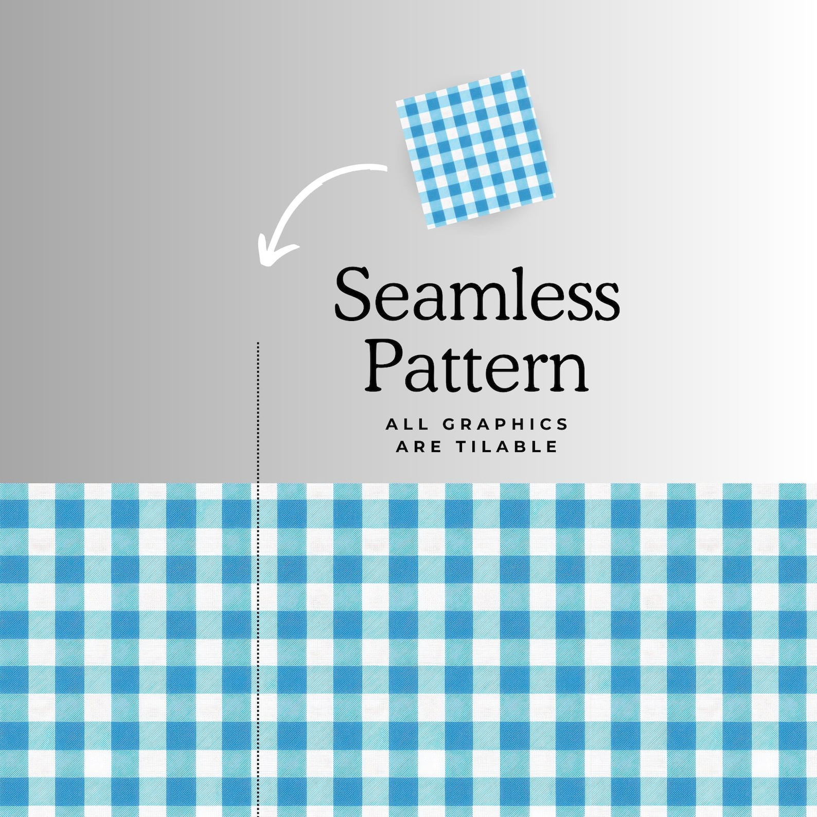 Blue Gingham Seamless Pattern Pack, Checkered Digital Paper for Baby ...