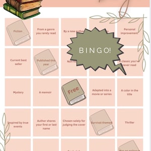 Book Bingo Reading Challenge Instant Digital Download, Personal Reading ...