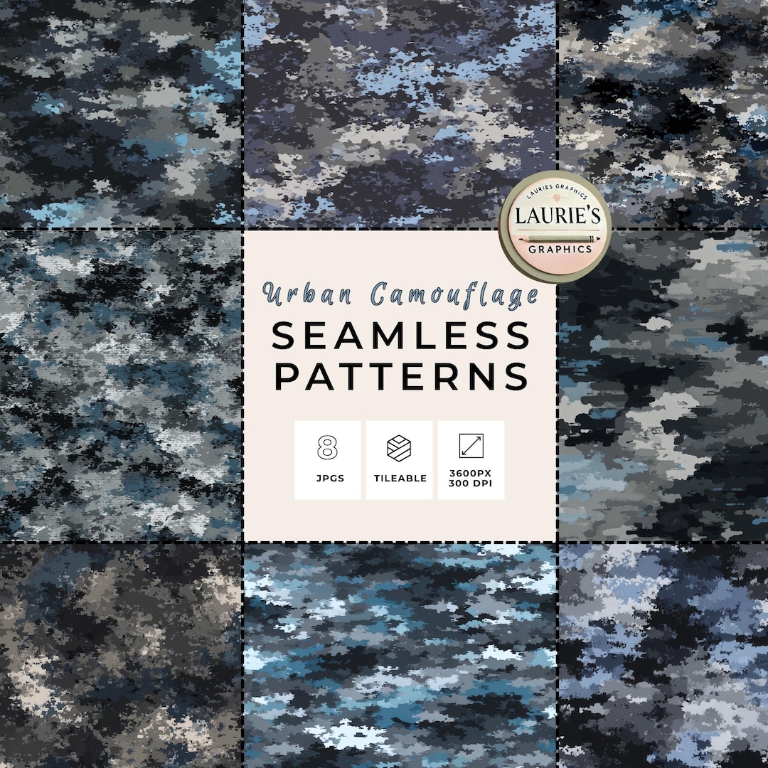 Urban Camouflage Seamless Pattern Pack: Blue Gray Camo Digital Paper ...