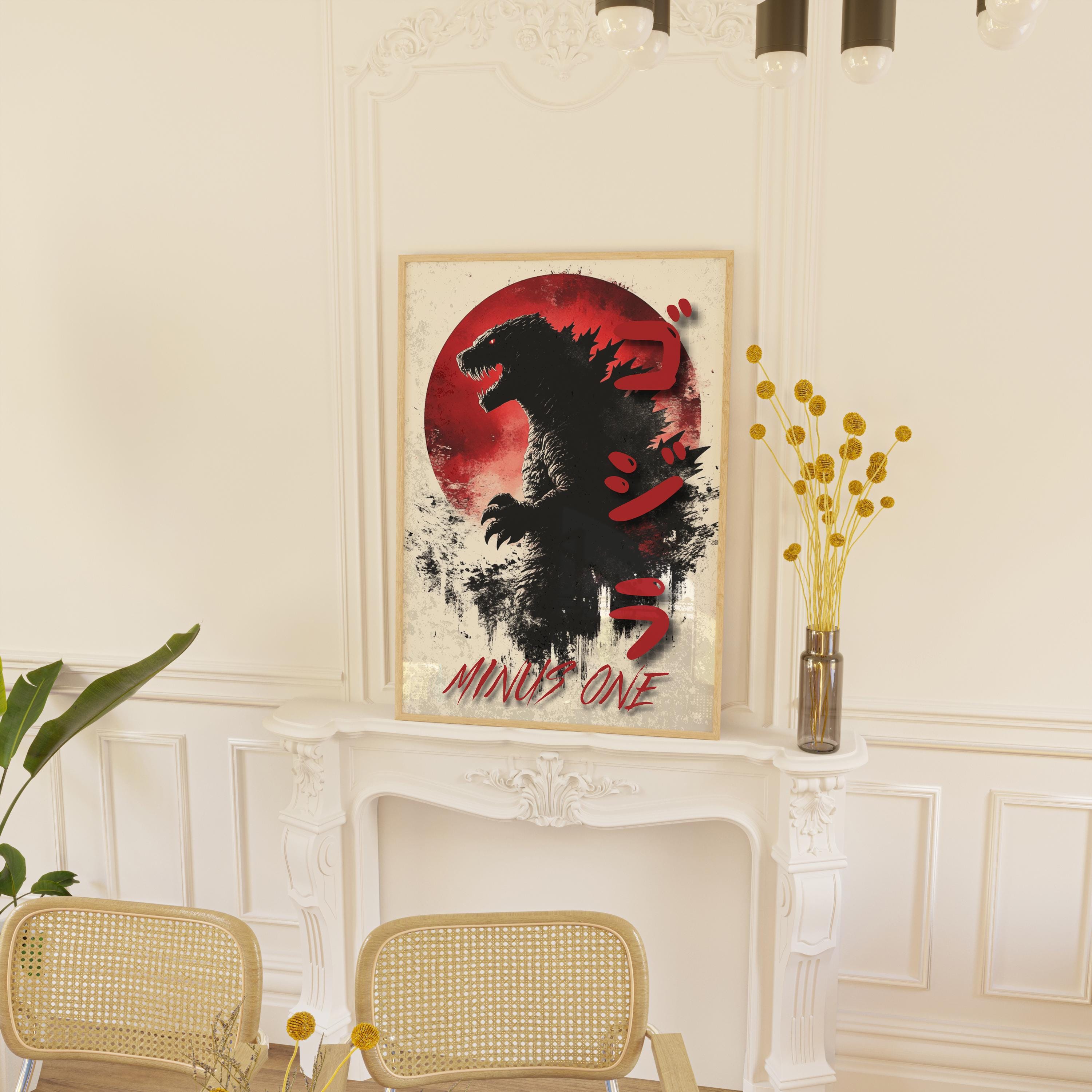 Godzilla Minus One Poster Minimalist Japanese Kaiju Art Print Red Sun ...