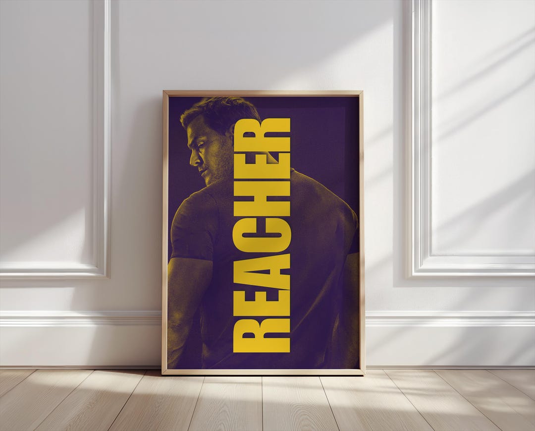 Reacher Poster – Bold Yellow and Purple Art Print – Modern Noir Wall ...