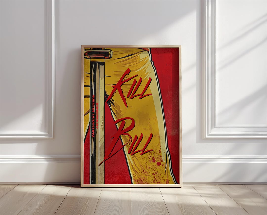 Kill Bill Movie Poster – Quentin Tarantino Art Print – Bold Yellow and ...