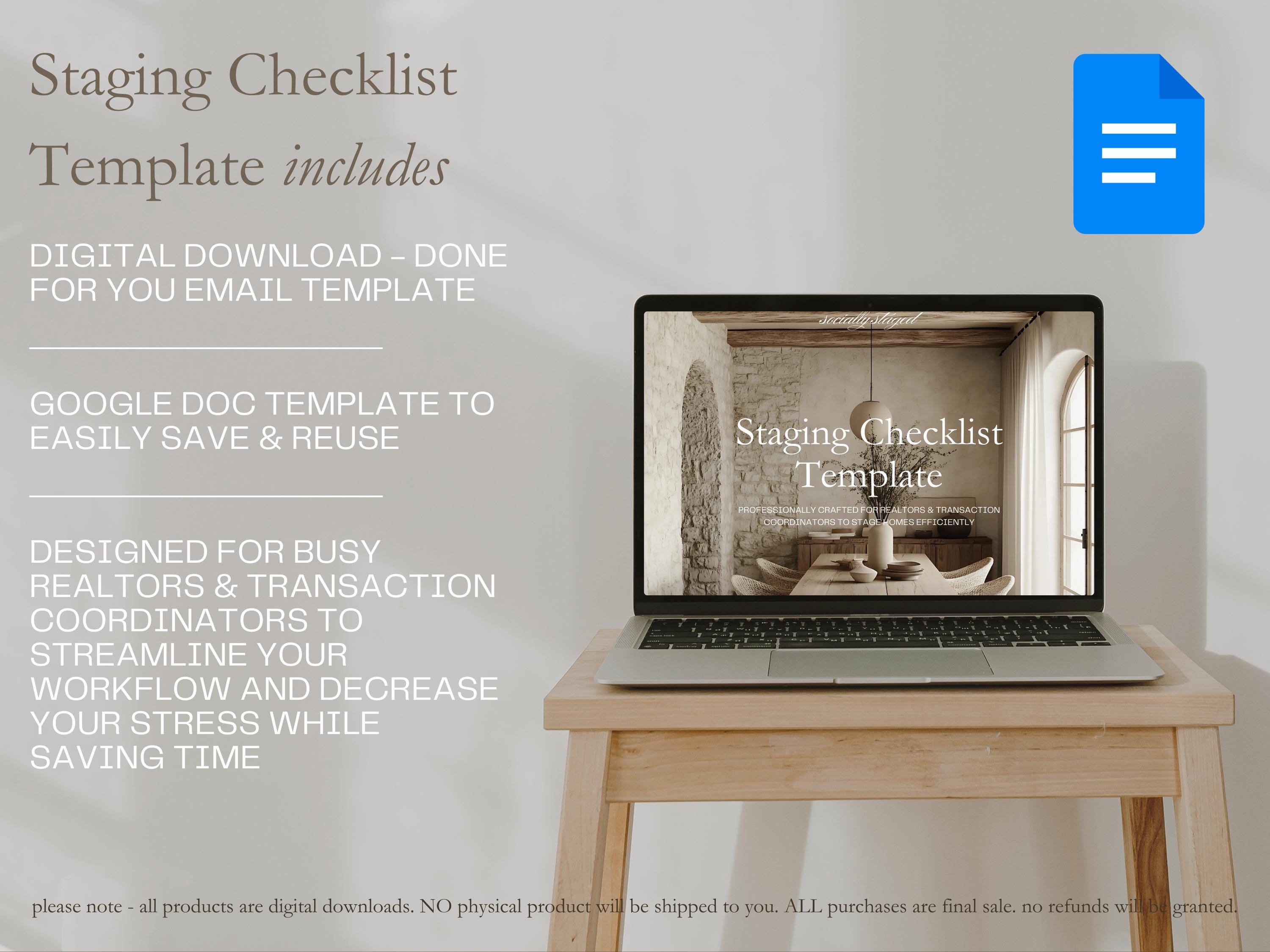 Staging Checklist Template I Home Staging Checklist I Real Estate ...