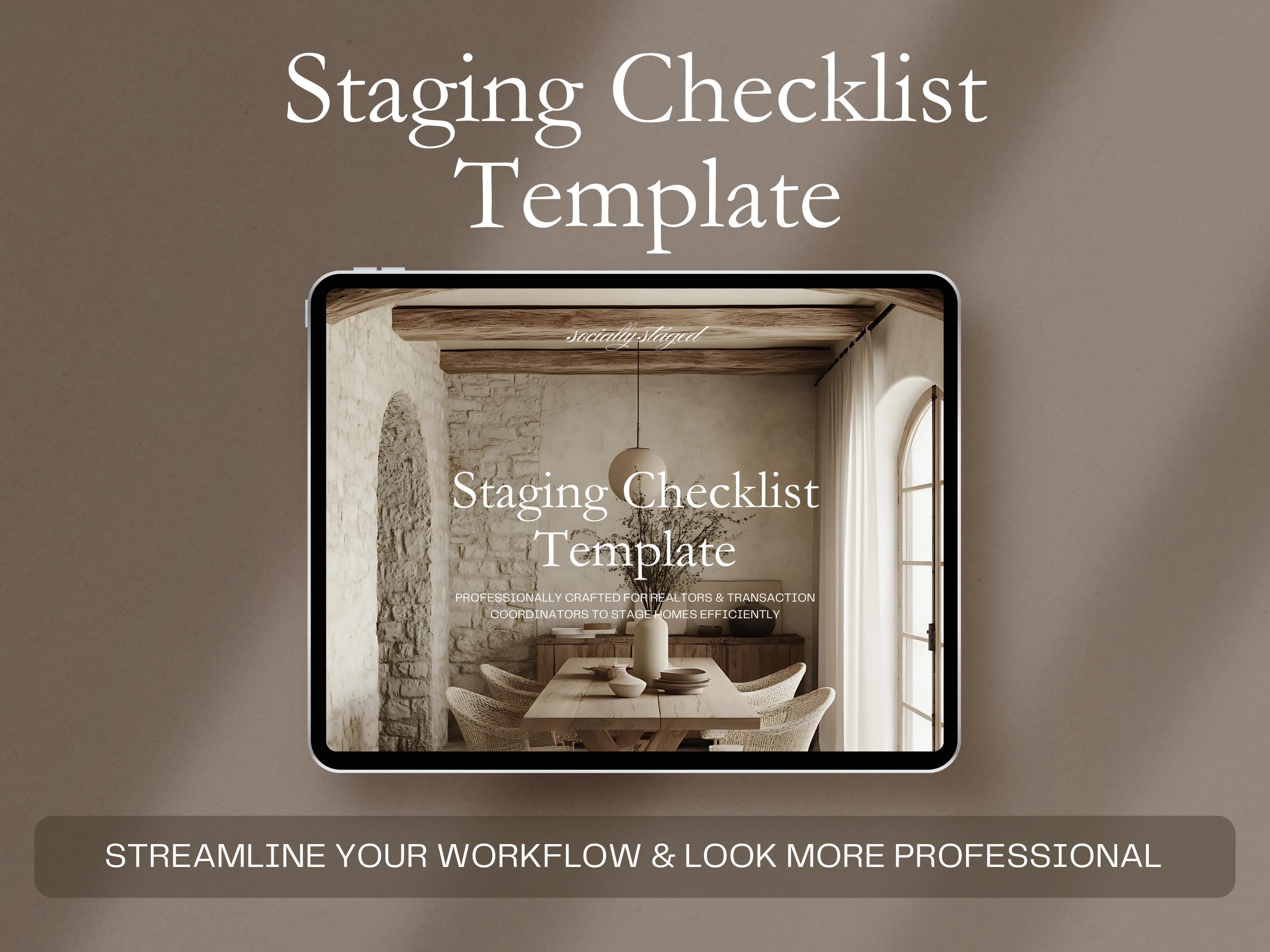 Staging Checklist Template I Home Staging Checklist I Real Estate ...
