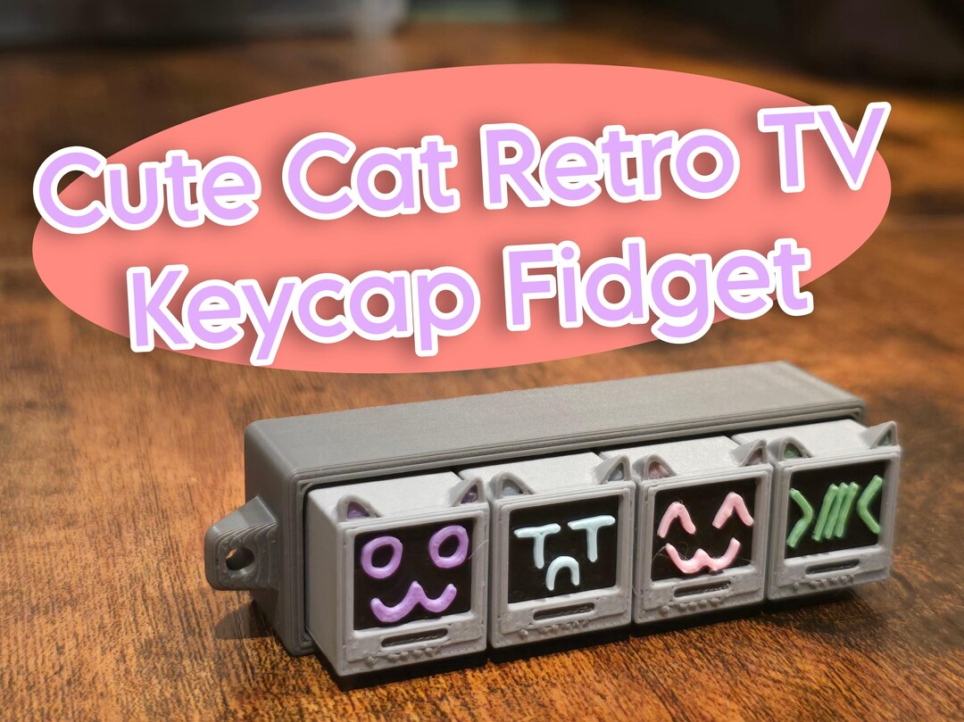 Retro TV Cat Face Fidget Toy Keychain - Etsy