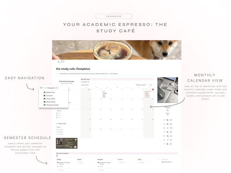 The Study Café Notion Template | Ultimate Student Planner for Courses ...
