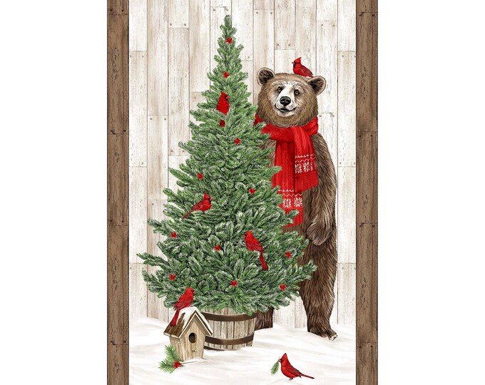 Northcott~beary Merry Christmas~25" Woodland Bear Christmas Panel~white ...