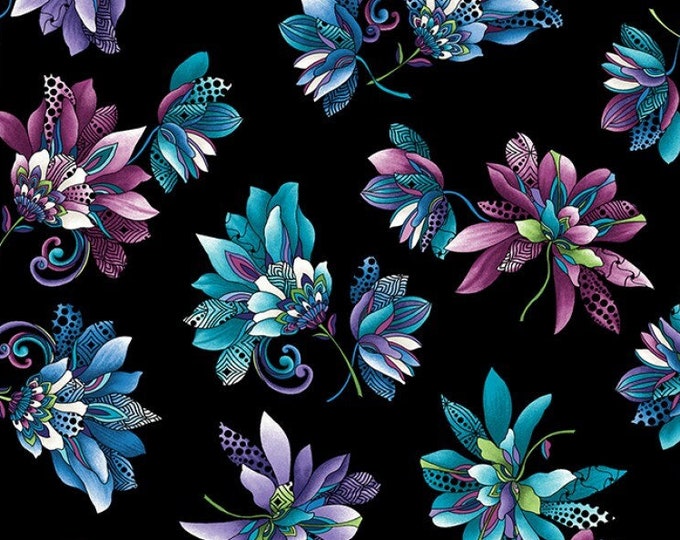 Eob~benartex~xanadu by Ann Lauer~floral~black/multi~digital~cotton ...