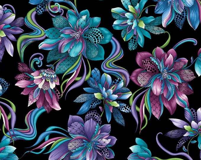 Eob~benartex~xanadu by Ann Lauer~xanadu Floral~black/multi~digital ...