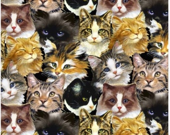 Cat quilting fabric | Etsy