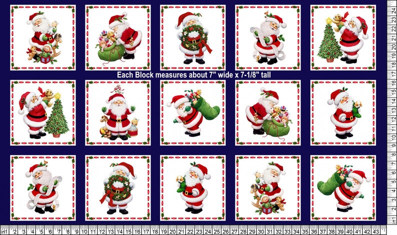 Elizabeths Studio Santas List 24.75" Santa Block Panel Midnight Cotton ...
