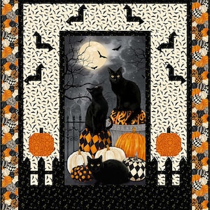 Northcott~hallows Eve~cat Damask~orange/black~cotton Fabric by the Yard ...