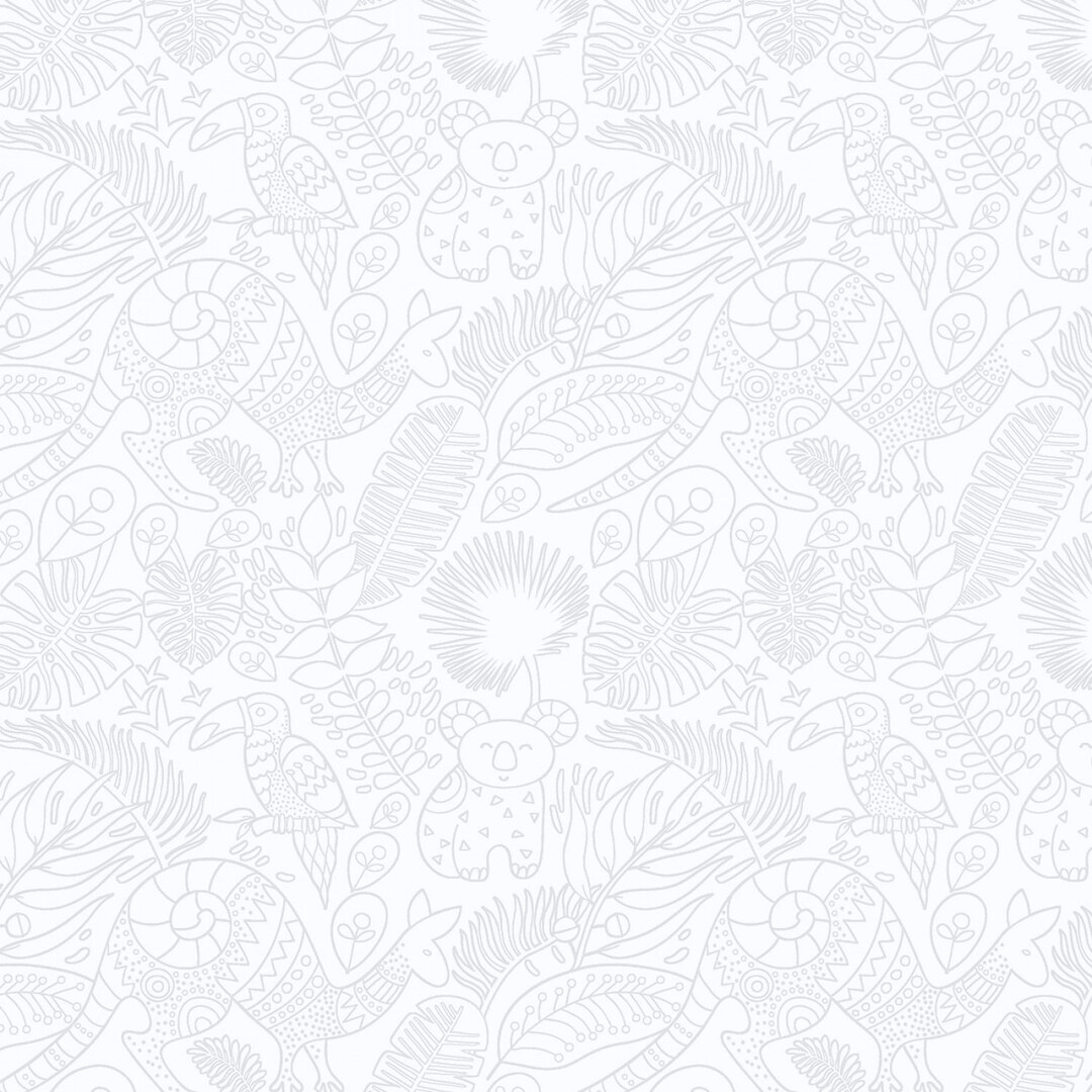 Benartex Rooville Outback Roo White/lt Gray Cotton Fabric by the Yard ...