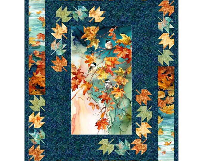 Quilt Kit~autumn Blaze~56" X 73.5" Autumn Breeze Watercolor Panel Quilt ...