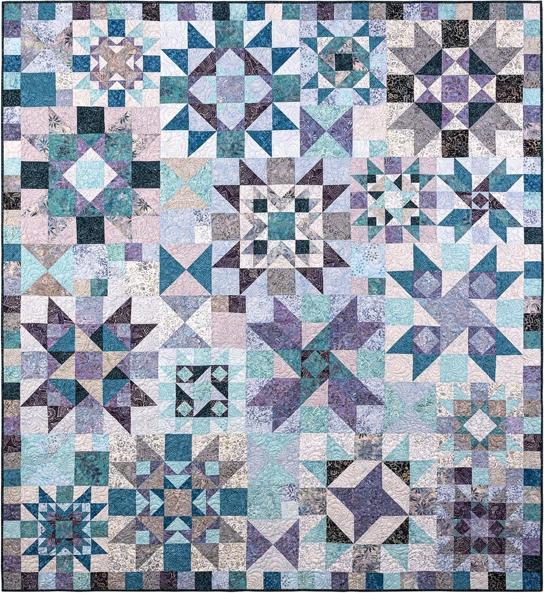 Quilt Kit~mountain Meadow~78" X 85" Tonga Blue Gray Lavender Batik ...