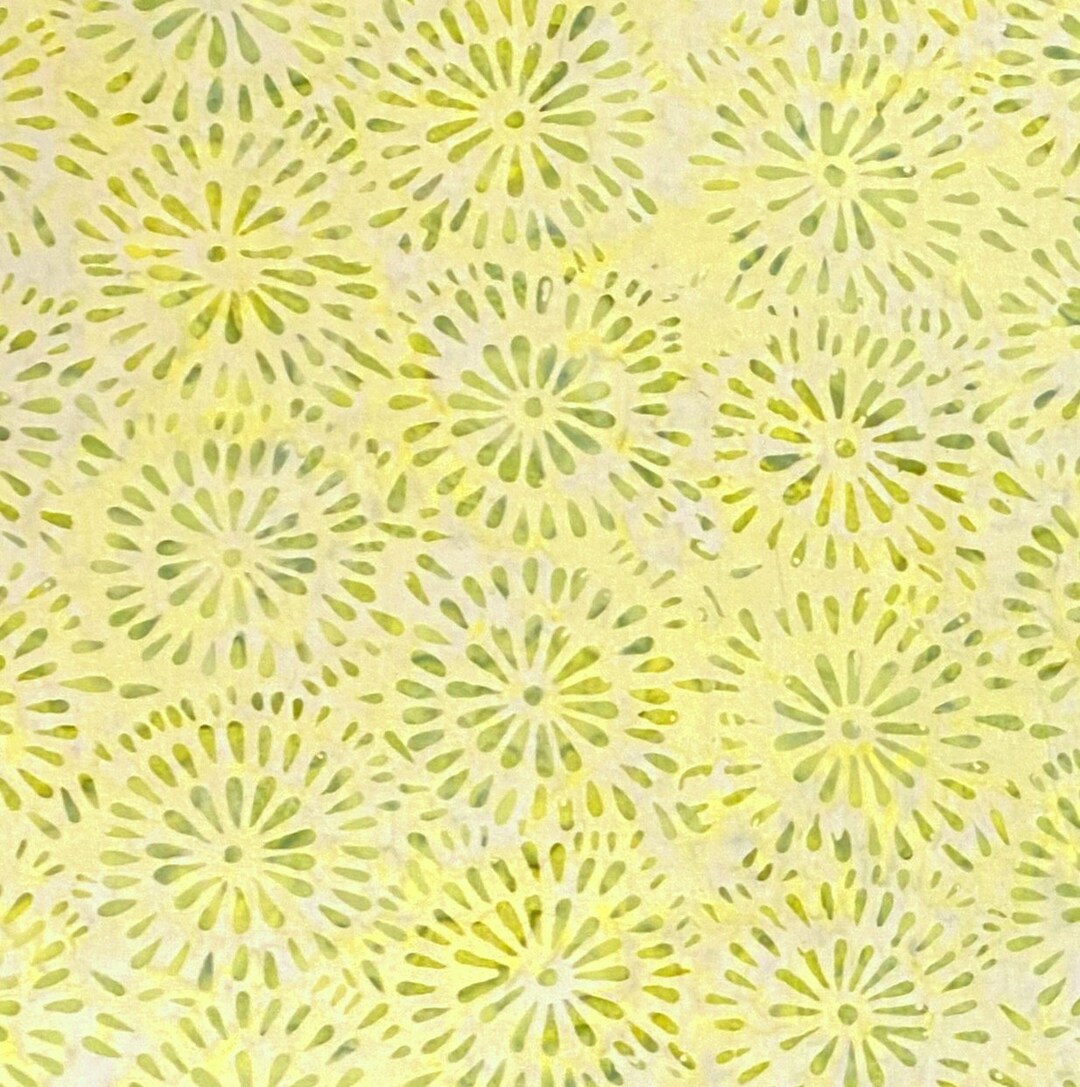 Island Batik~batik Foundations~round Petal Floral~lemon Lime~cotton ...