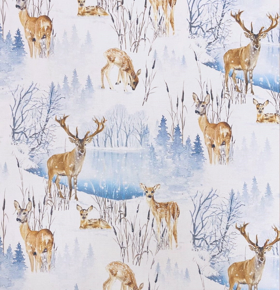 Eob~timeless Treasures~winter Woods~deer in the Winter Forest~white ...