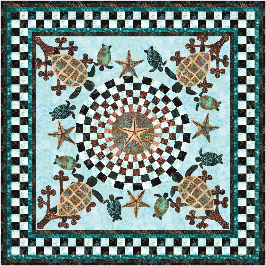 Quilt Kit~whimsical Turtle Time~48" X 48" Turtle Applique Wall or Table ...