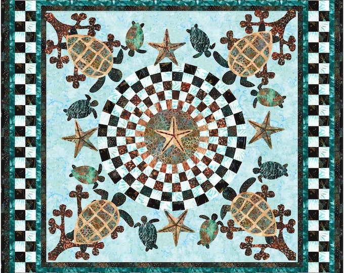 Race to Safety Baby Sea Turtle Panel Quilt Kit From Elizabeth's Studio ...