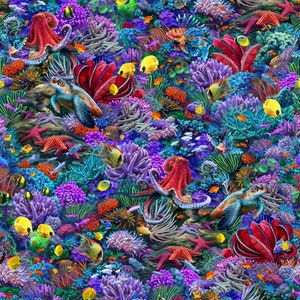 Quilt Kit~deep Sea Treasure~69.5" X 78.5" Treasures at Sea Panel Quilt ...