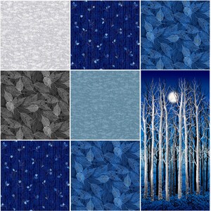 P&B Textiles Midnight Woods Texture Blue Cotton Fabric - Etsy