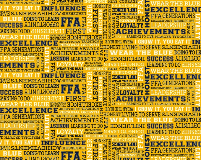 Riley Blake FFA Forever Blue FFA Text Gold Cotton - Etsy
