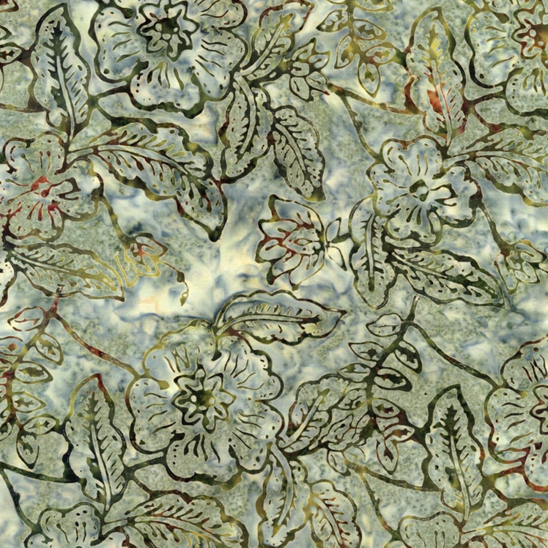 Timeless Treasures Tonga Forest Floor Jungle Bloom Stem Cotton Batik ...