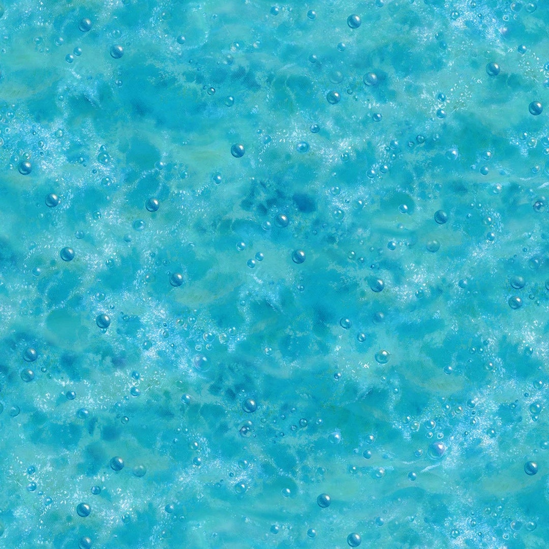 Eob~elizabeths Studio~landscape Medley/race to Safety~ocean Water~turquoise~cotton Fabric by the ...