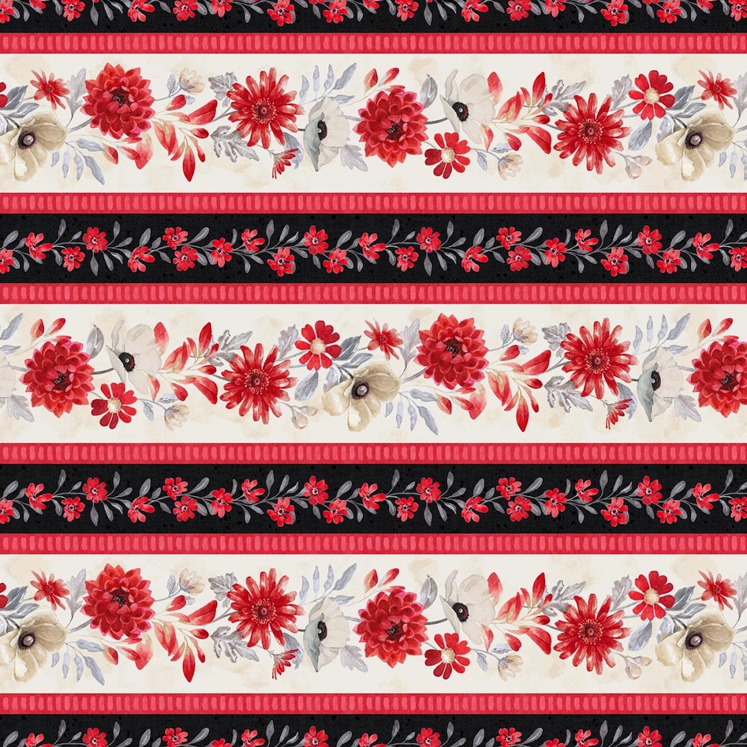 Wilmington Prints Scarlet Dreams Repeating Border Stripe Multi Cotton ...