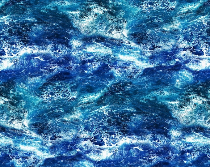 Surf's up Wave Fabric Quilt Panel Ocean Water Seashore Tropical Beach ...