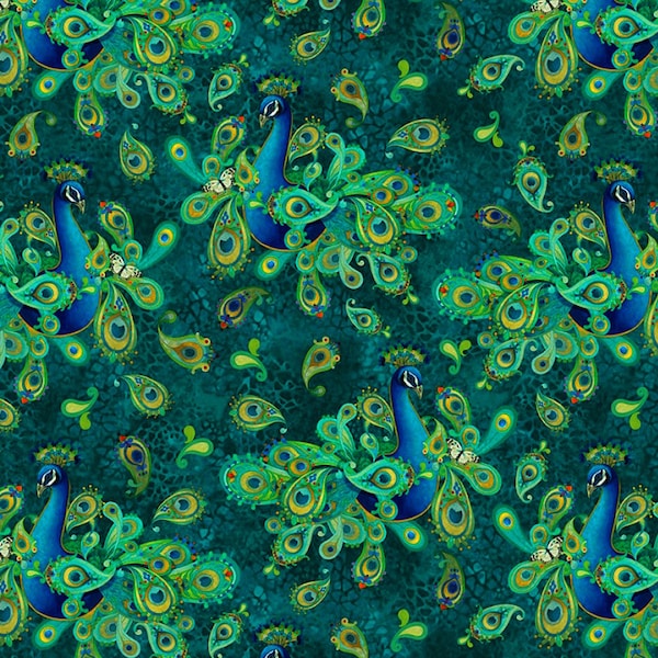 Peacock Print Fabric - Etsy