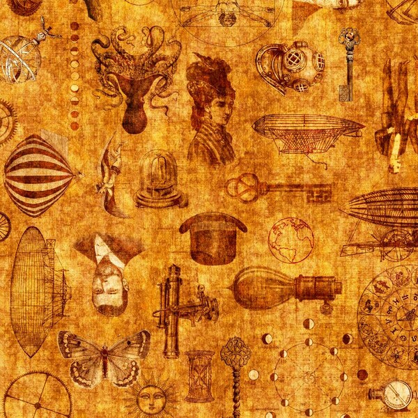 Steampunk Fabric - Etsy