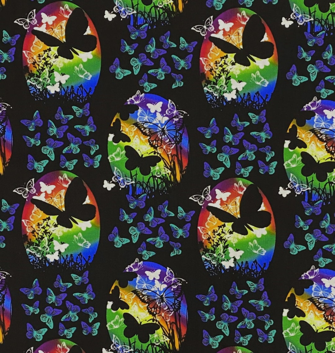 Sykel~butterflies in Flight~butterfly Vignettes~multi~cotton Fabric by ...