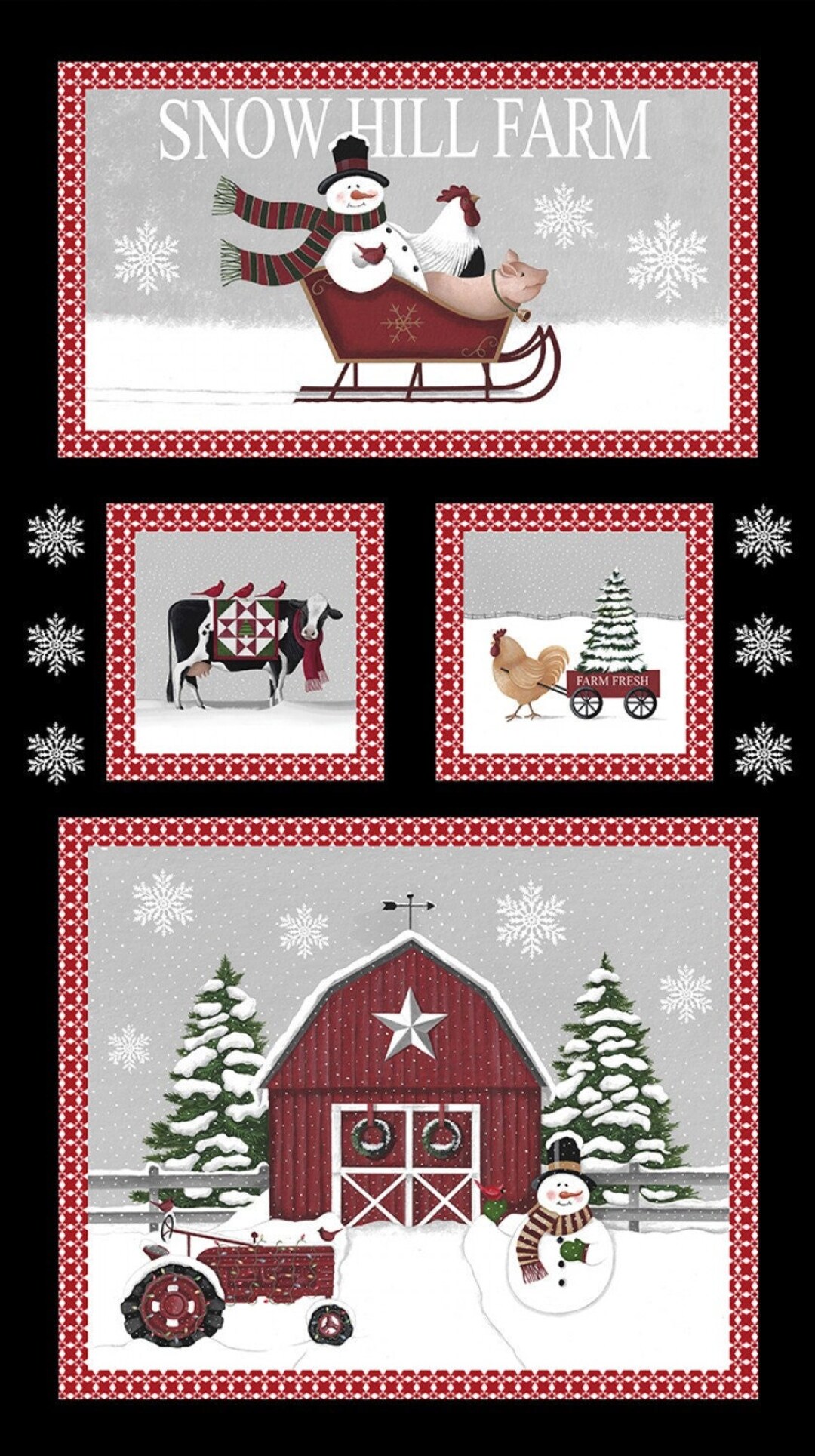 Benartexwinter at the Farm24.75 Snowhill Farm Panelmulticotton Fabric ...