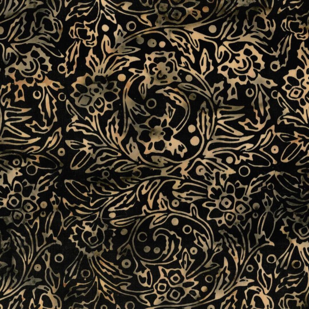 Island Batik Kings Castle Fabric by Kathy Engle Outline Vine Design in ...