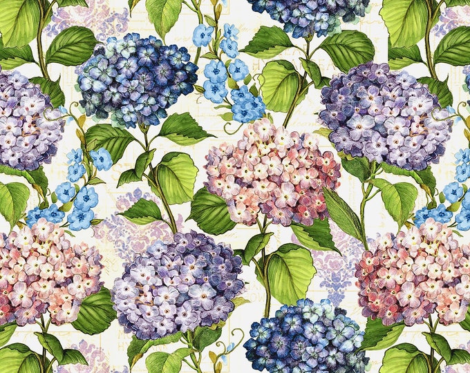 Eob~wilmington Prints~hydrangea Mist~hydrangeas Allover~cream~cotton ...